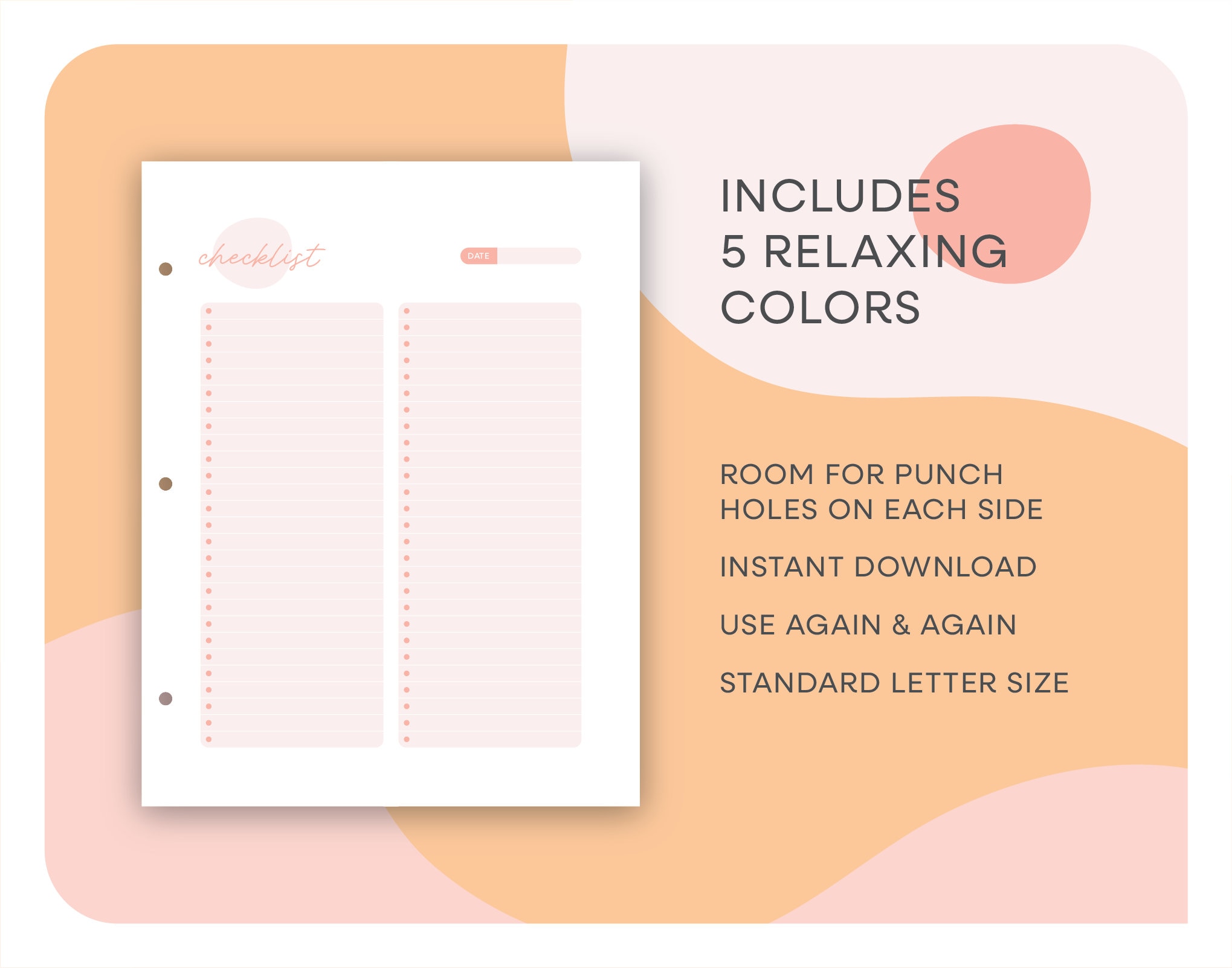 Printable Cute Blank Checklist Template, Instant Download PDF, Simple ...