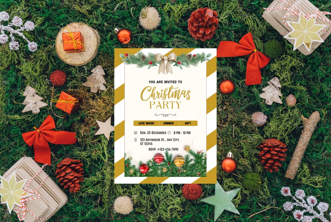 Customizable Christmas Party Invitations Festive Holiday Cards - Etsy
