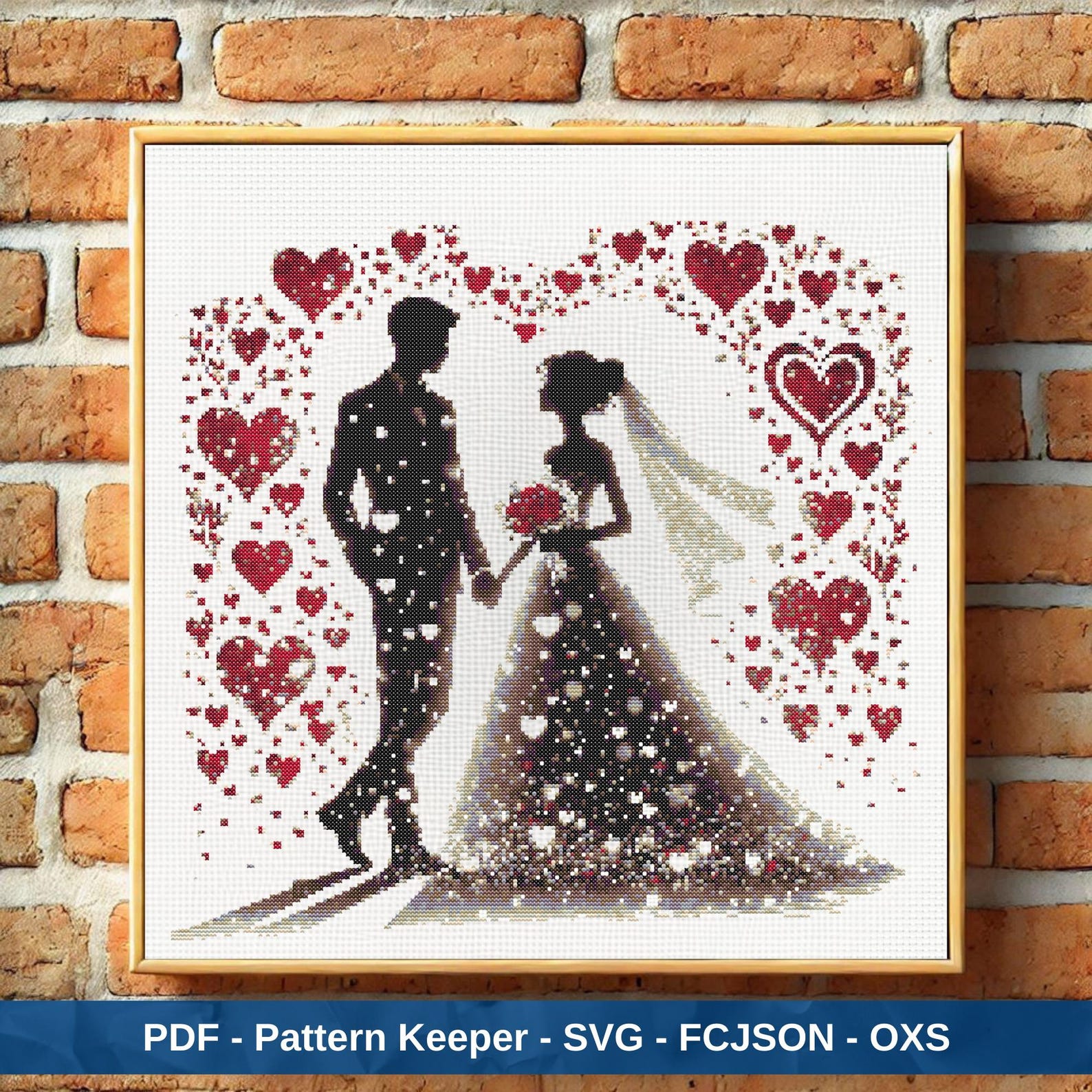 Wedding Couple Cross Stitch Pattern Bundle, Bride Embroidery Stitch ...