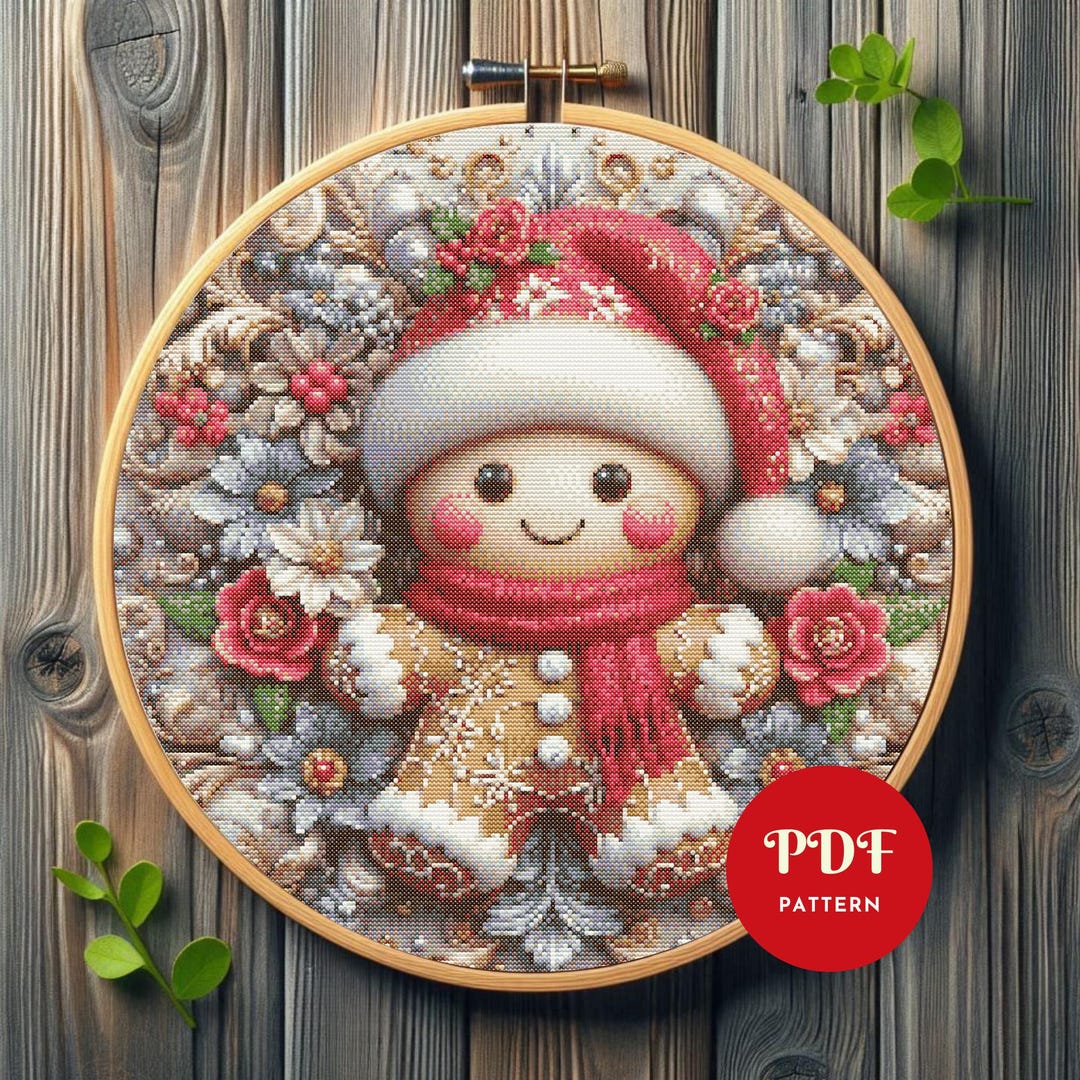 Gingerbread Cross Stitch Pattern, Christmas Embroidery Design, Xmas ...