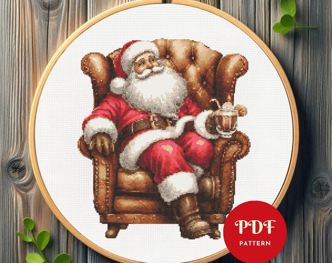 Santa's Face Christmas Cross Stitch Pattern Santa Claus's Smile Hand ...