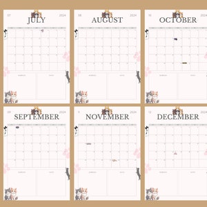 2024 Cat Themed Minimalist Monthly Calendar, Cat Lover, DIY, Unique ...