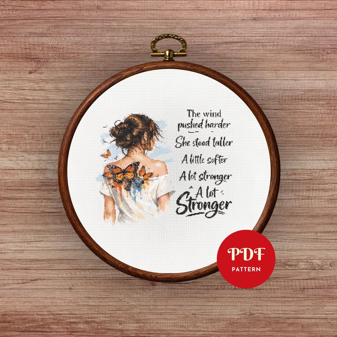 Strong Woman Cross Stitch Pattern PDF, Inspirational Quote Design ...