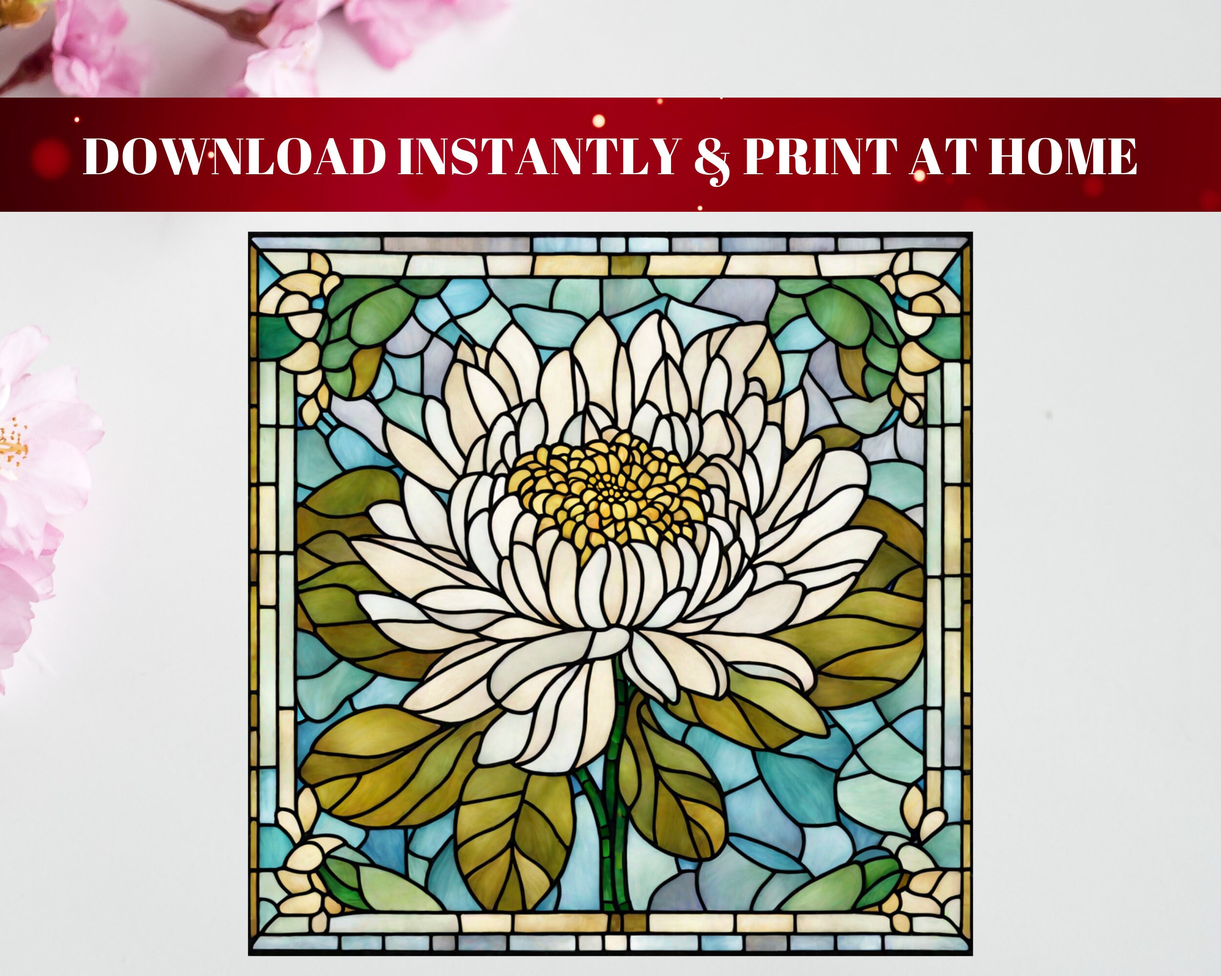Stained Glass Floral Bundle PNG High-resolution Commercial Use, Digital ...