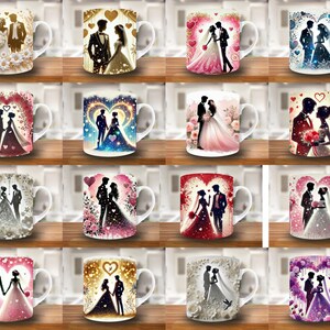 Wedding Couple Mug Wrap Bundle, 11oz & 15oz Mug Template, Bride Mug ...