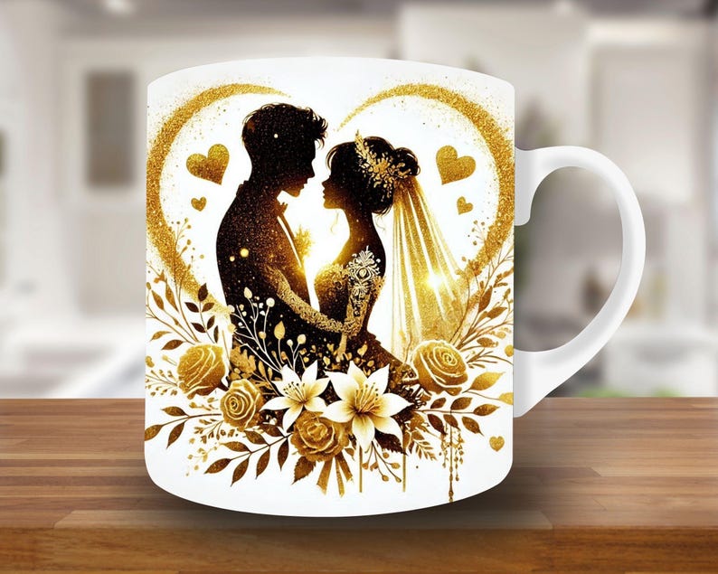 Wedding Couple Mug Wrap Bundle, 11oz & 15oz Mug Template, Bride Mug ...