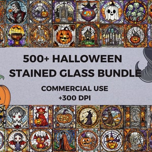 Halloween Stained Glass Bundle PNG, High-resolution, Commercial Use ...