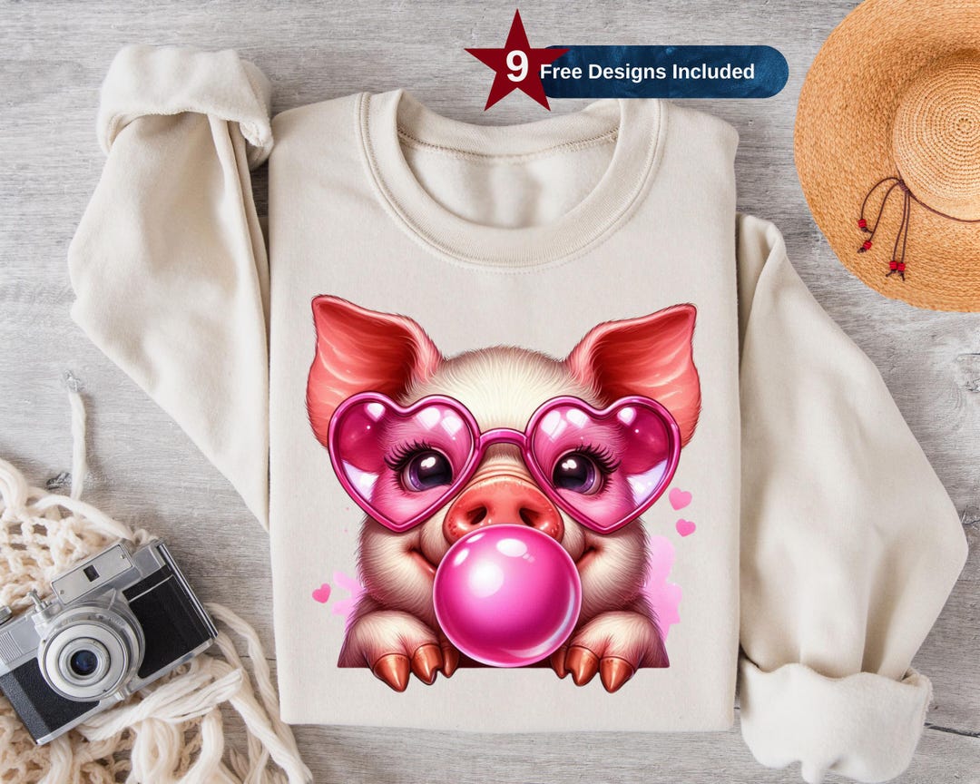 Baby Pig Blowing Bubble Gum Png, Sublimation Design, Animal Clipart ...
