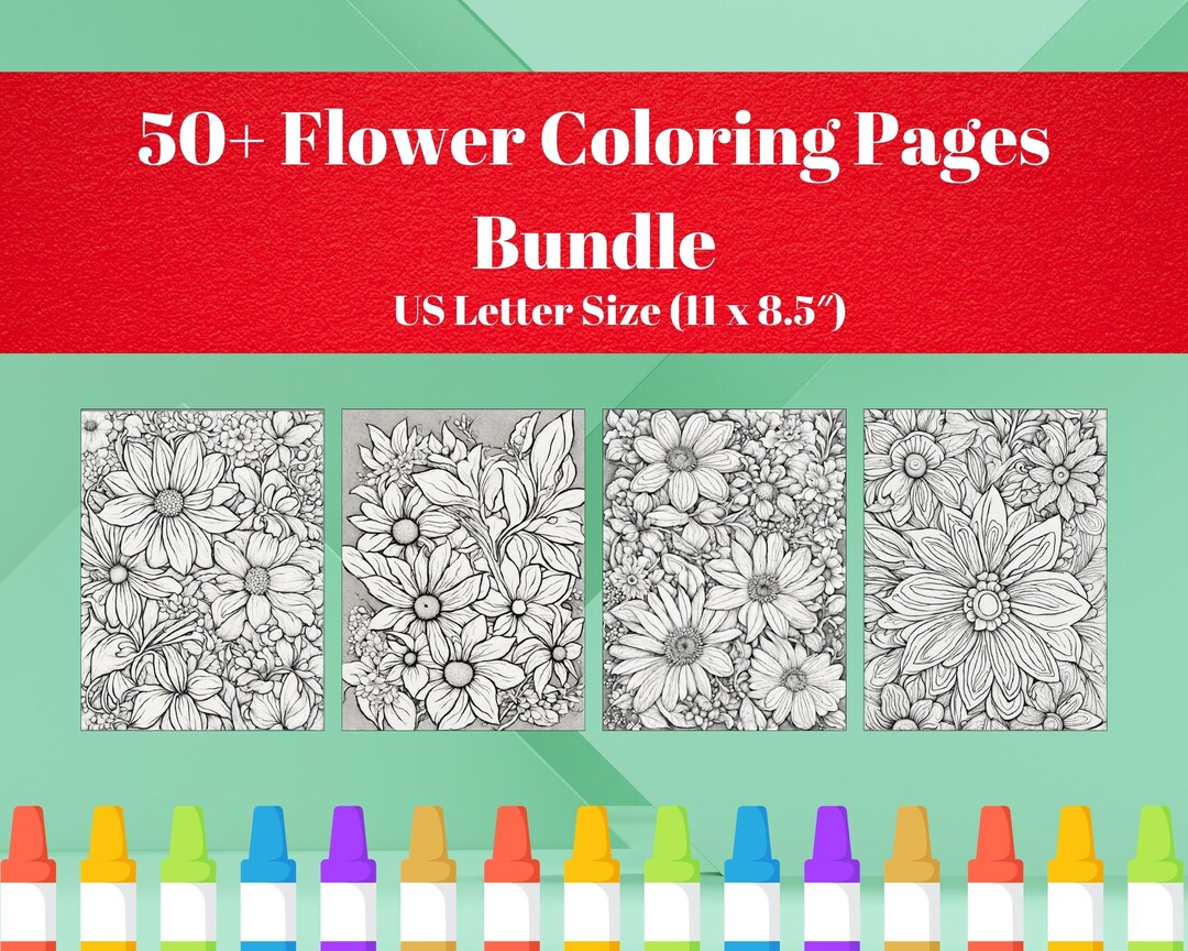Flower Coloring Pages, Printable Art Therapy, Coloring Book, High ...