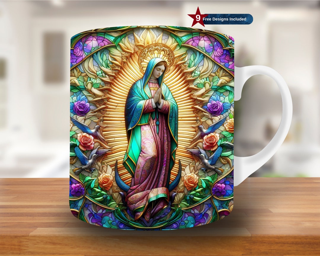3D Virgin Mary Mug Wrap, 11oz & 15oz Mug Template, Mug Sublimation ...