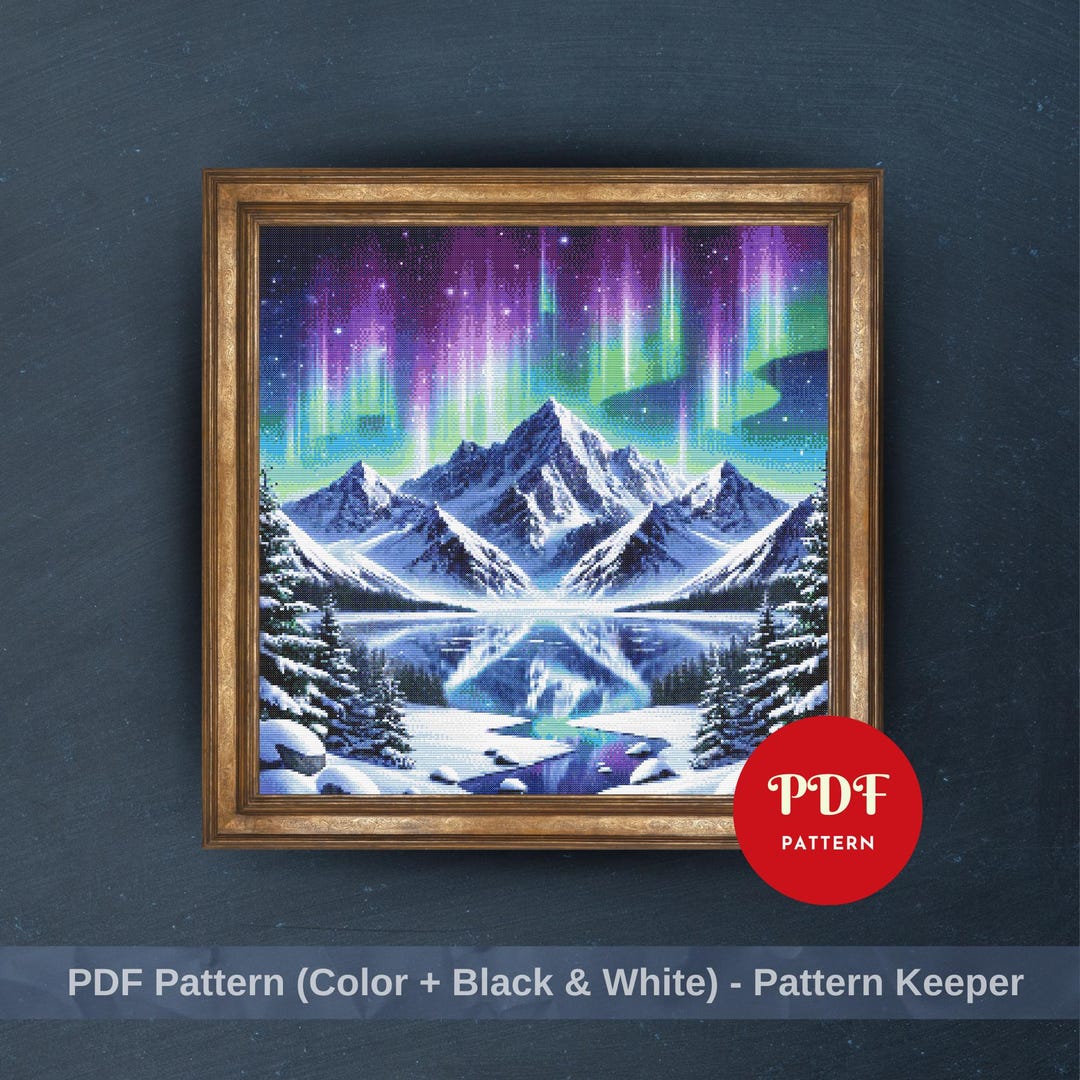 Northern Lights Cross Stitch Pattern,aurora Borealis Embroidery Design ...