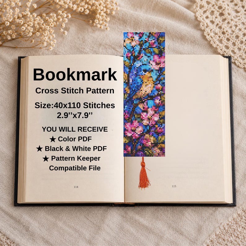 Bird Bookmark Cross Stitch Pattern PDF, Stained Glass Design (pattern ...
