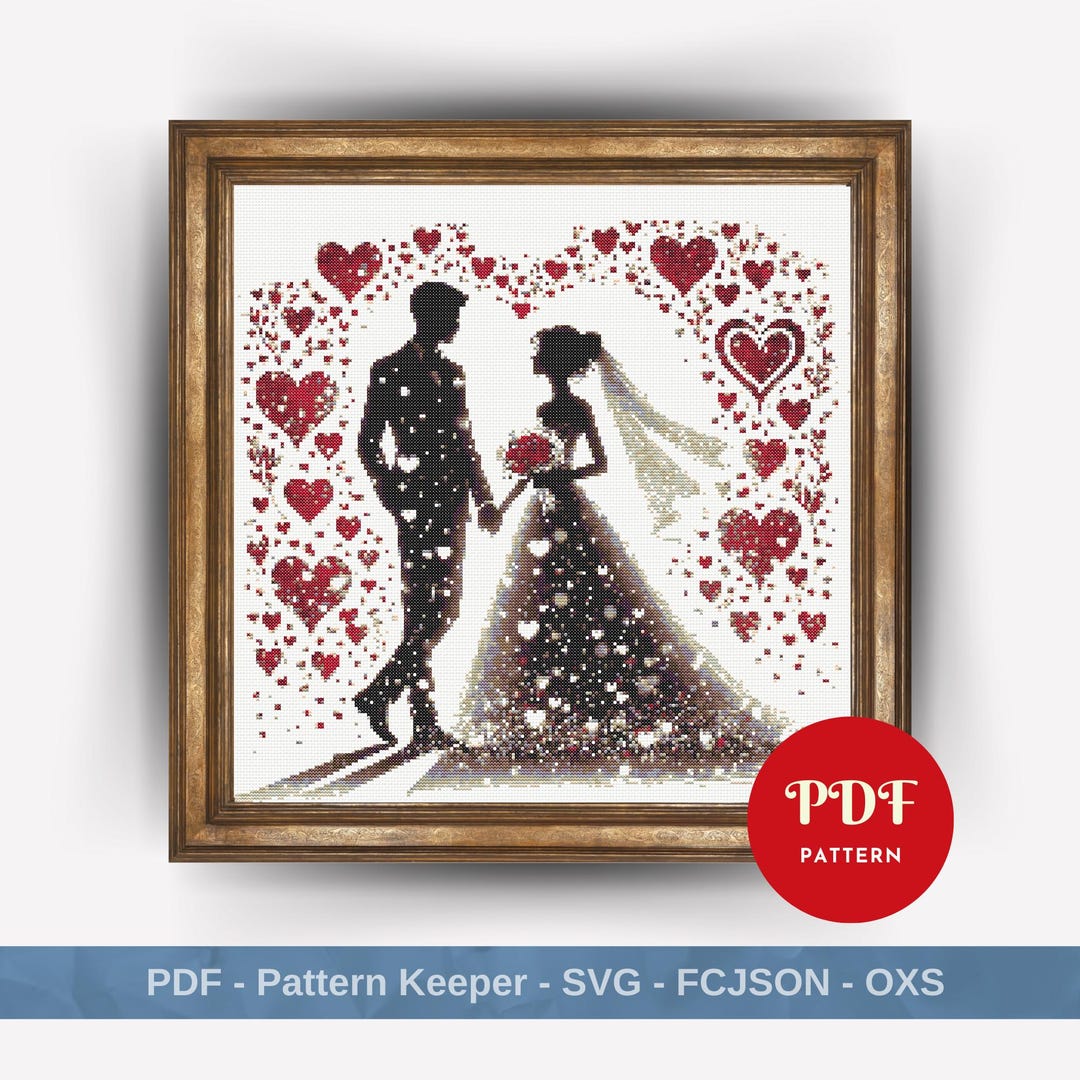 Wedding Couple Cross Stitch Pattern, Bride Embroidery Stitch Pattern ...
