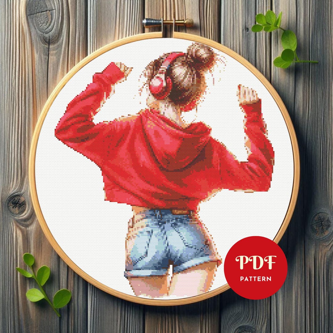 Girl Dancing Cross Stitch Pattern, Female Embroidery Design, Woman ...