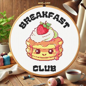 Breakfast Club Cross Stitch Pattern, Pancake Embroidery Stitch Pattern ...