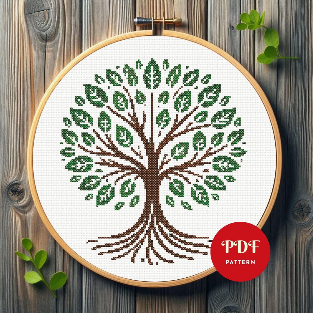 Life Tree Stitch Pattern, Flower Embroidery Pattern, Floral Embroidery ...