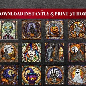 Halloween Stained Glass Bundle PNG, High-resolution, Commercial Use ...