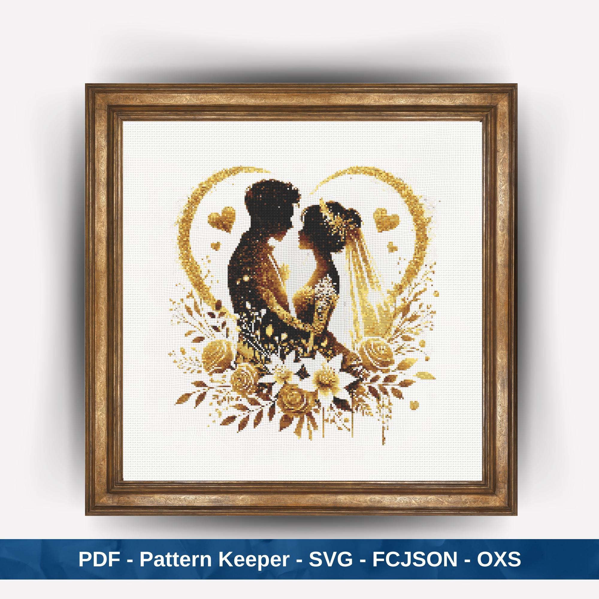 Wedding Couple Cross Stitch Pattern Bundle, Bride Embroidery Stitch ...