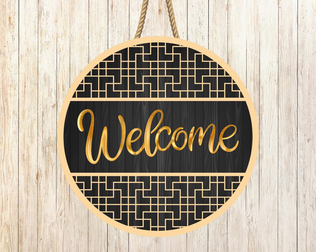 Welcome Sign Round Door Hanger Design, Round Sublimation Design, Round ...