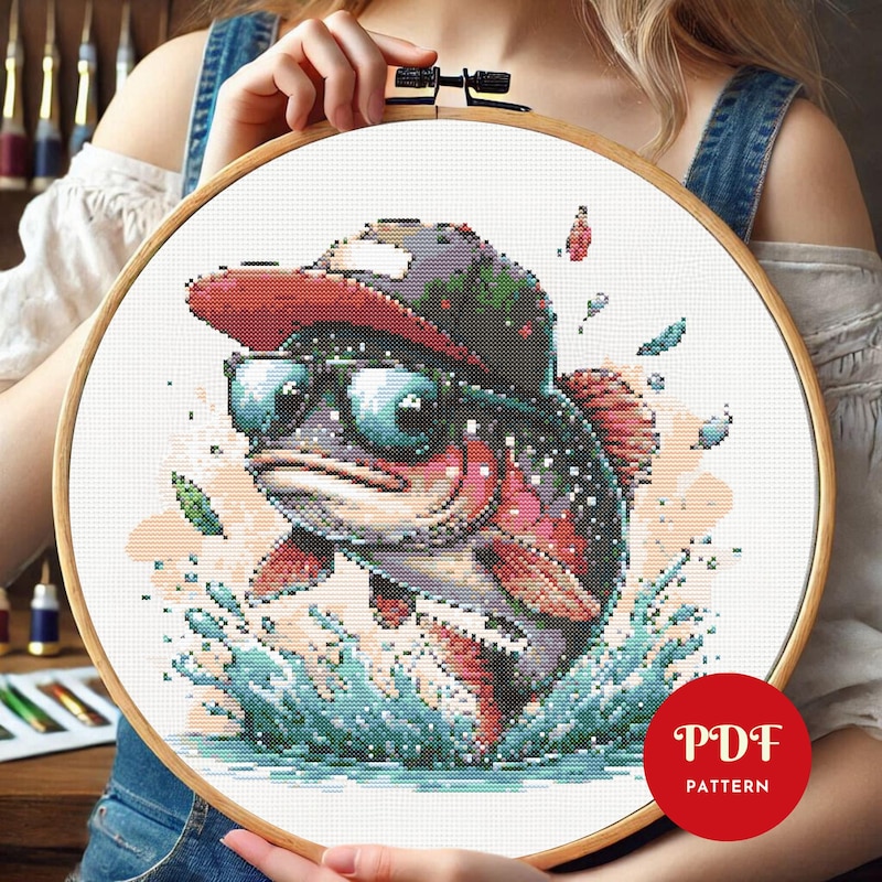Fishing Cross Stitch - Etsy