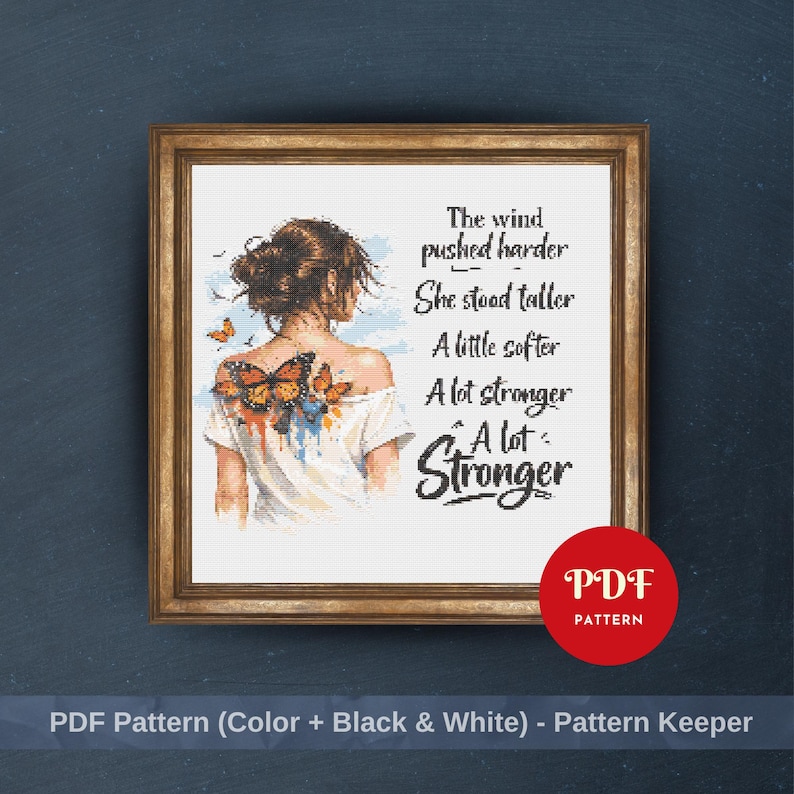 Strong Woman Cross Stitch Pattern PDF, Inspirational Quote Design ...