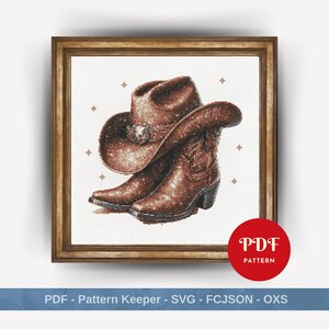 Cowboy Boots Cross Stitch Pattern, Western Embroidery Stitch Pattern ...