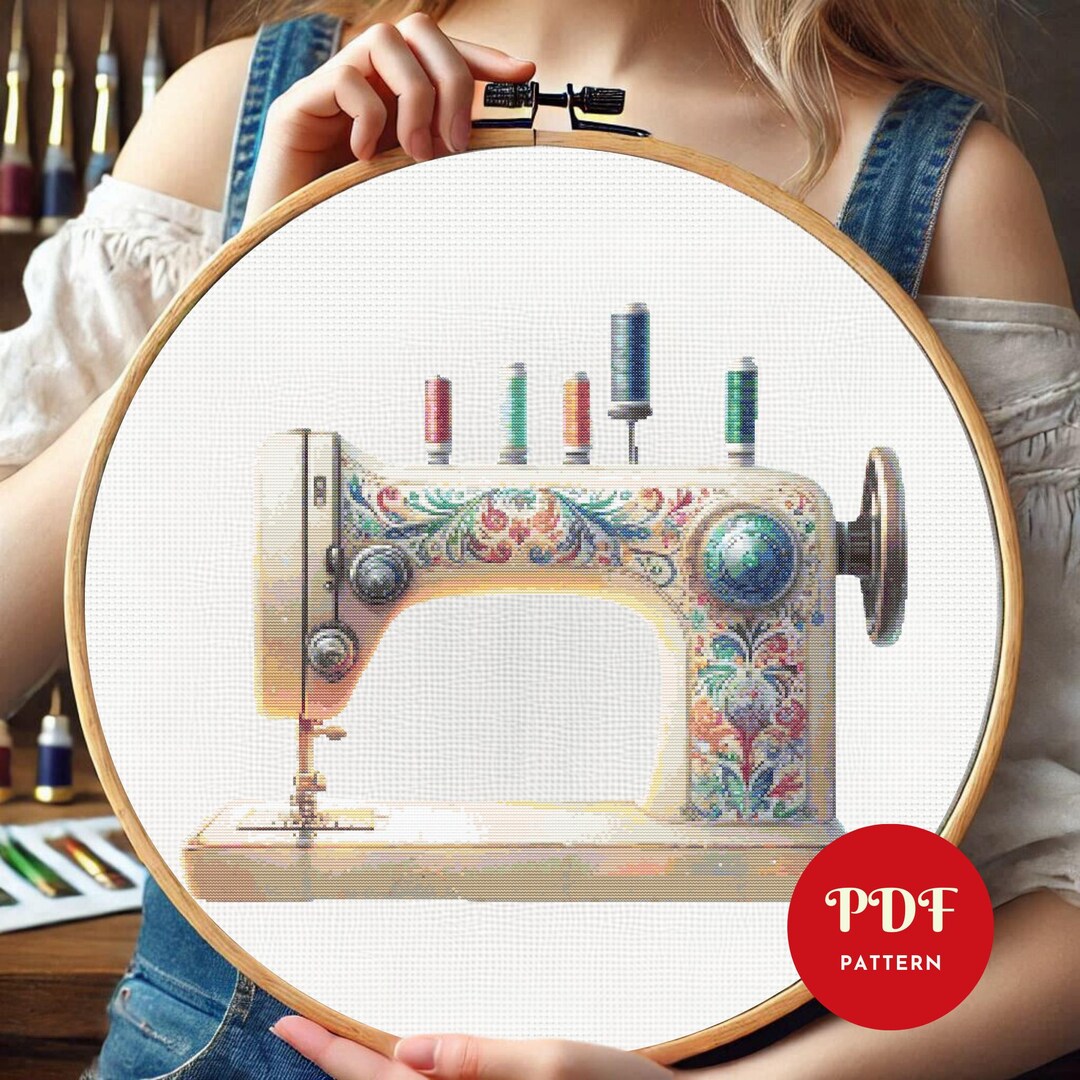 Sewing Machine Cross Stitch Pattern, Sewing Embroidery Stitch Pattern ...