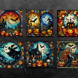 Halloween Stained Glass Bundle PNG, High-resolution, Commercial Use ...