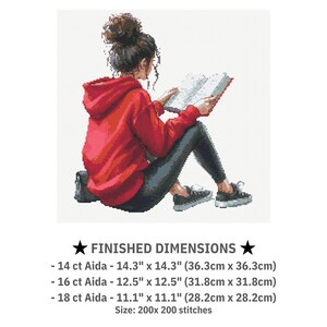 Girl Reading Boook Cross Stitch Pattern, Female Embroidery Design ...