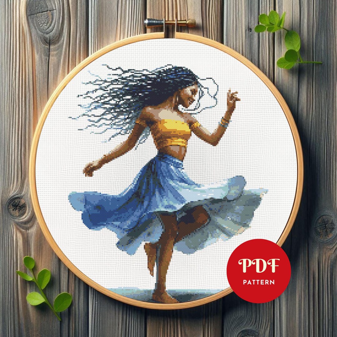 Girl Dancing Cross Stitch Pattern, Female Embroidery Design, Woman ...