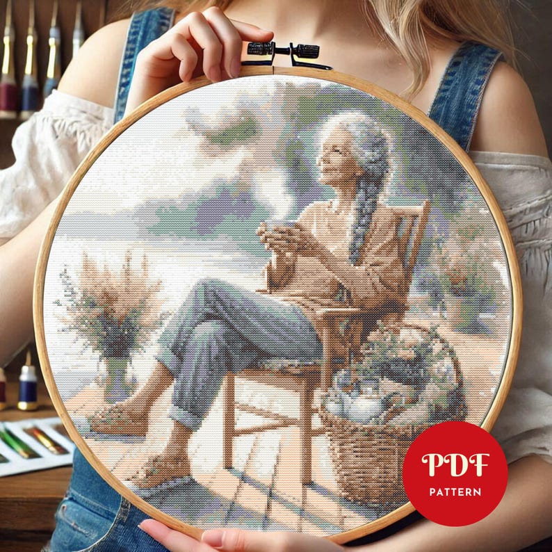 Peaceful Woman Cross Stitch Pattern, Girl Embroidery Design, Female ...