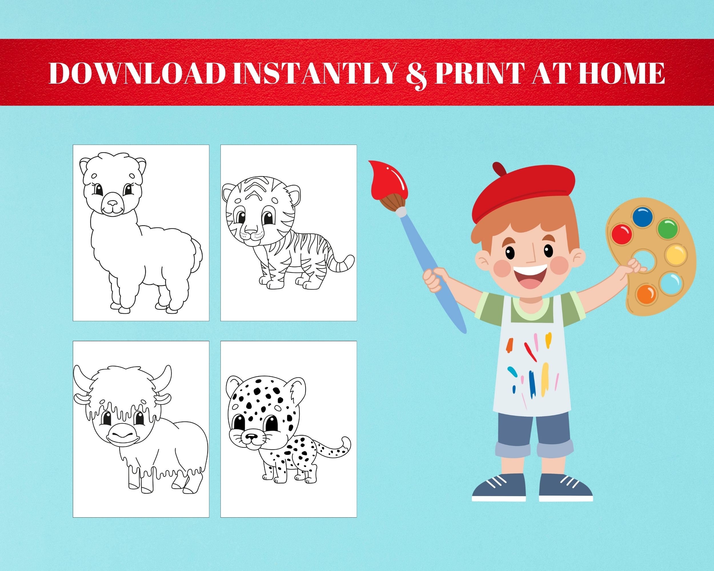 Coloring Book, Children's Creativity, Animal World Coloring Papers, for ...