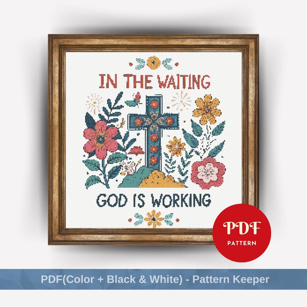 Christian Cross Stitch Pattern, Floral Faith Embroidery Design, Bible ...
