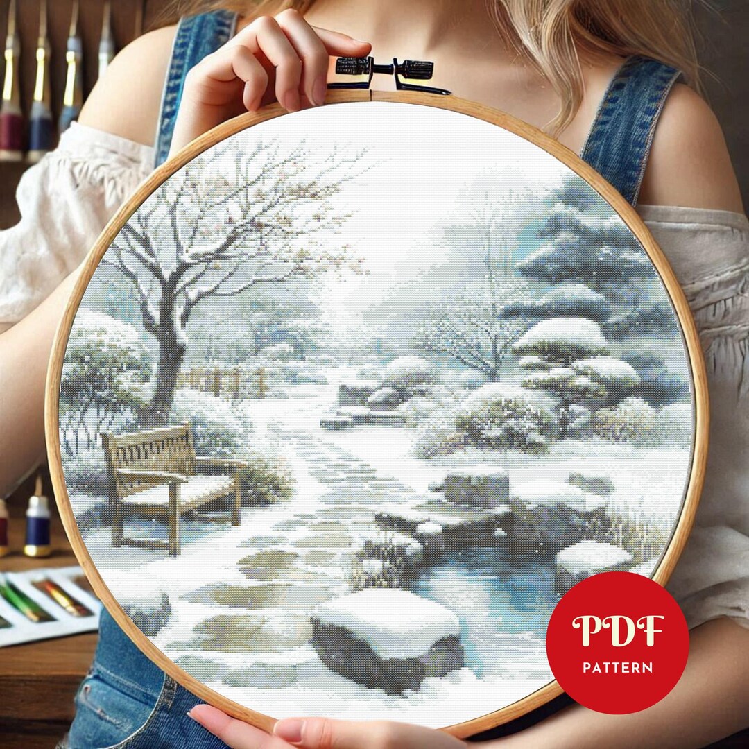 Winter Landscape Cross Stitch Pattern, Winter Embroidery Stitch Pattern ...