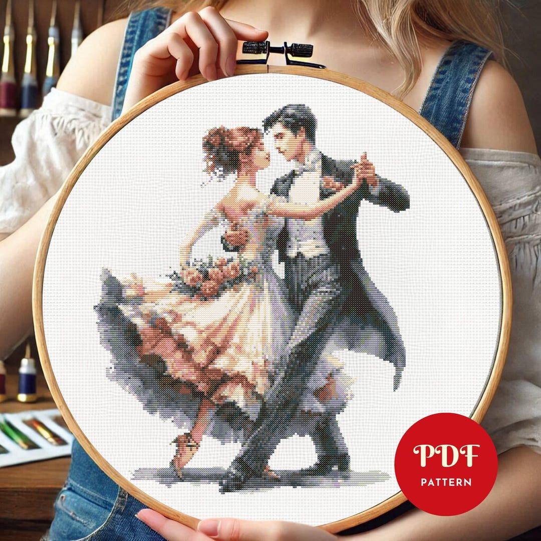 Dancing Couple Cross Stitch Pattern, Dancer Embroidery Stitch Pattern ...