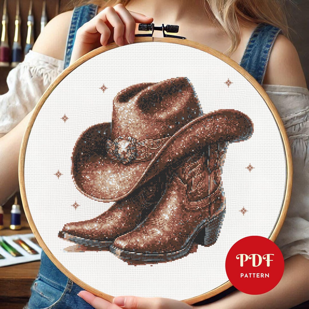 Cowboy Boots Cross Stitch Pattern, Western Embroidery Stitch Pattern ...
