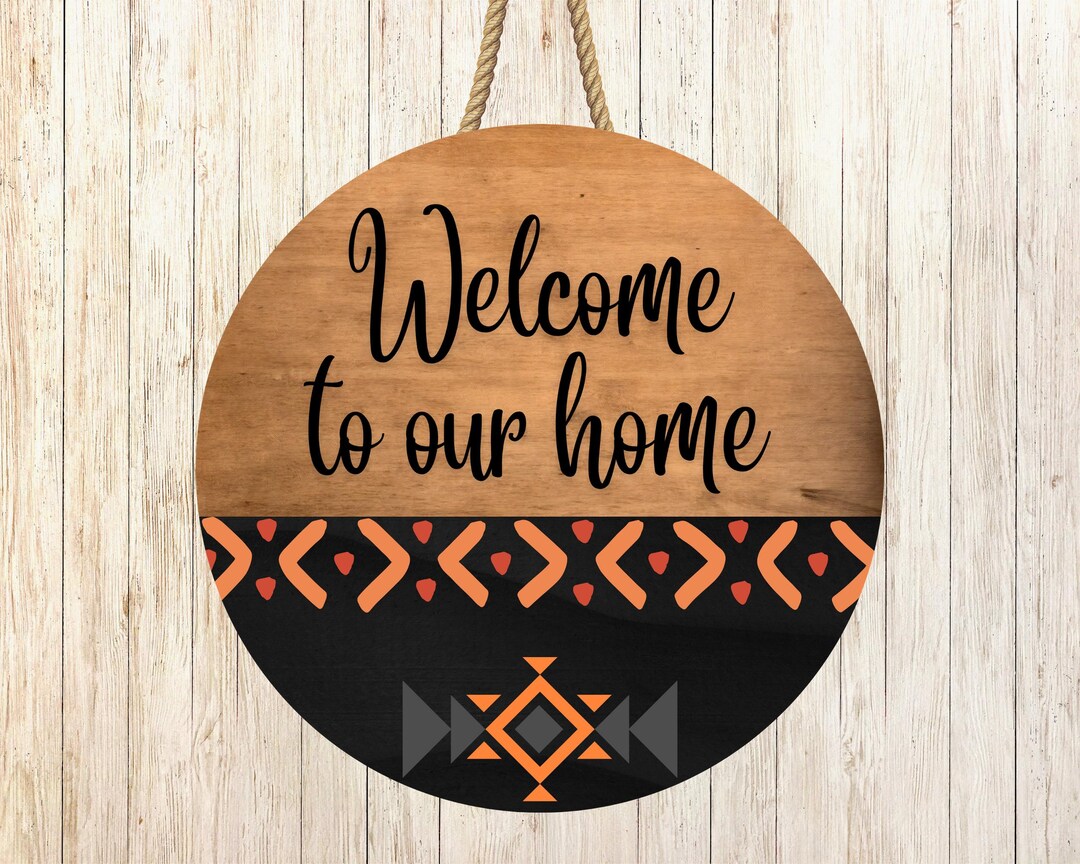 Welcome Sign Round Door Hanger Design, Round Sublimation Design, Round ...