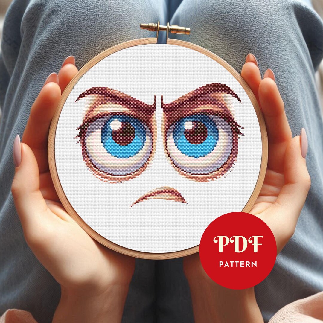Angry Face Cross Stitch Pattern, Funny Face Embroidery Design,sarcastic ...