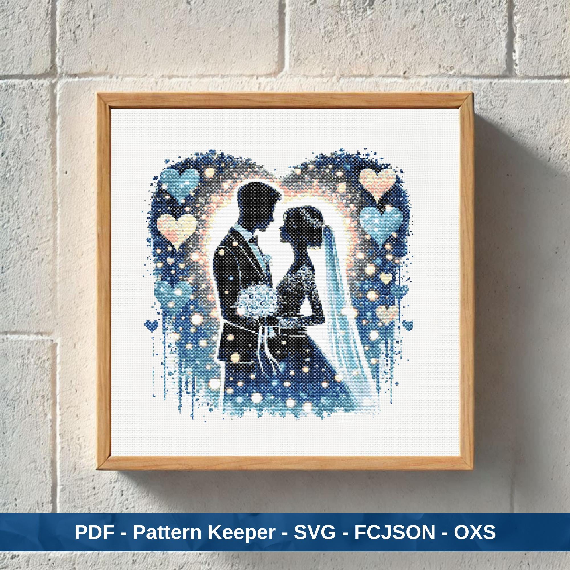 Wedding Couple Cross Stitch Pattern Bundle, Bride Embroidery Stitch ...