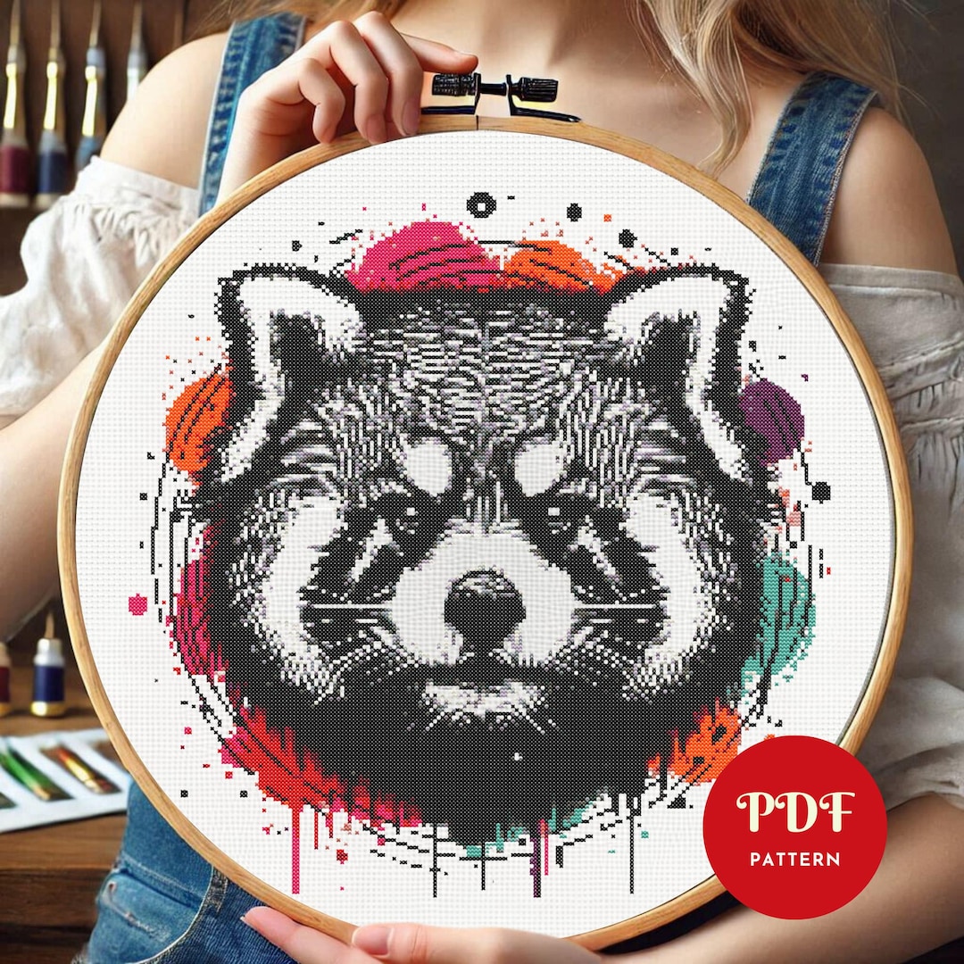 Red Panda Cross Stitch Pattern, Animal Embroidery Pattern, Wild Life ...