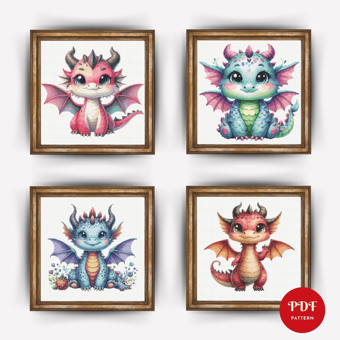 Dragons Cross Stitch Pattern Bundle, Mystic Embroidery Stitch Pattern ...