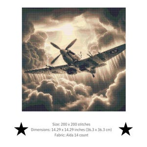 Plane in Clouds Cross Stitch Pattern, Sky Adventure Embroidery Design ...