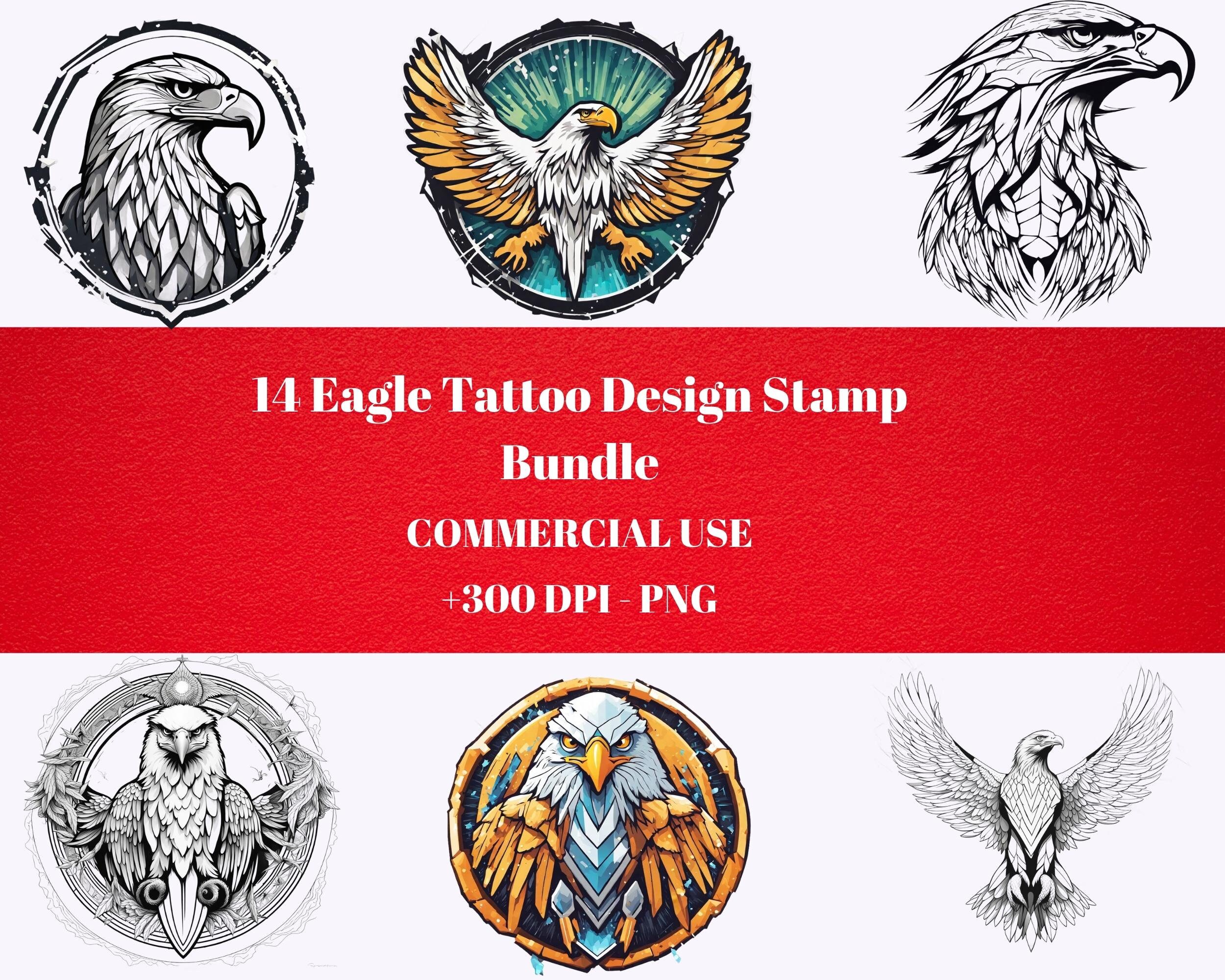 Eagle Tattoo Stamps Eagle Tattoo Design 14 Designs Custom - Etsy