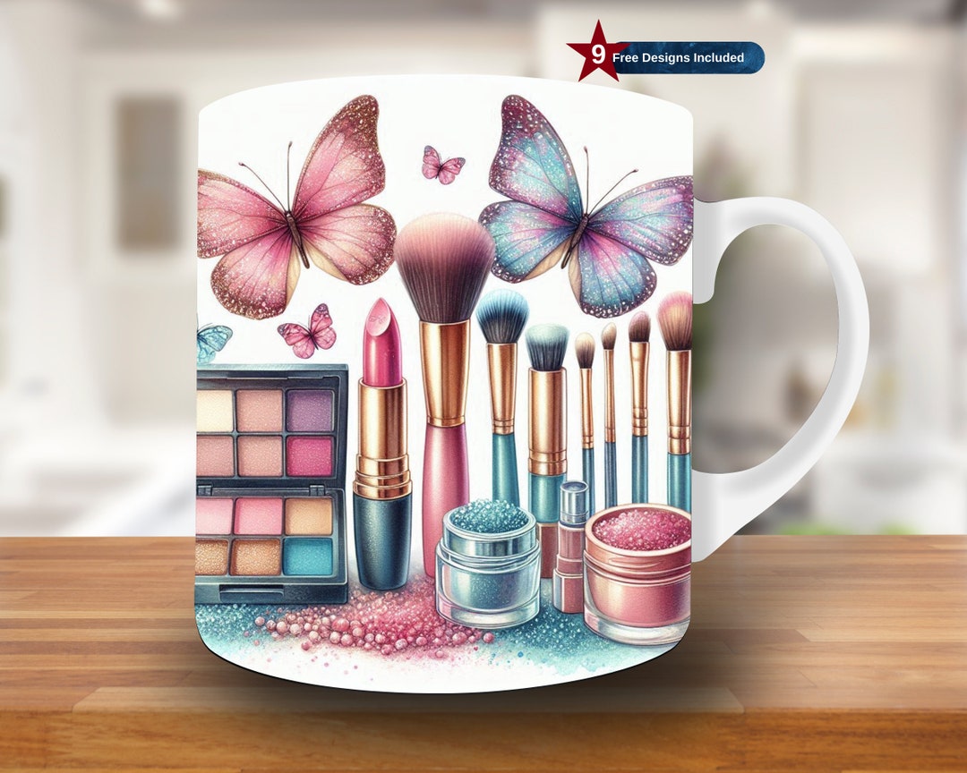 Make-up Set Mug Wrap, 11oz & 15oz Mug Template, Make-up Mug Sublimation ...