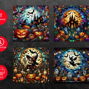 Halloween Stained Glass Bundle PNG, High-resolution, Commercial Use ...