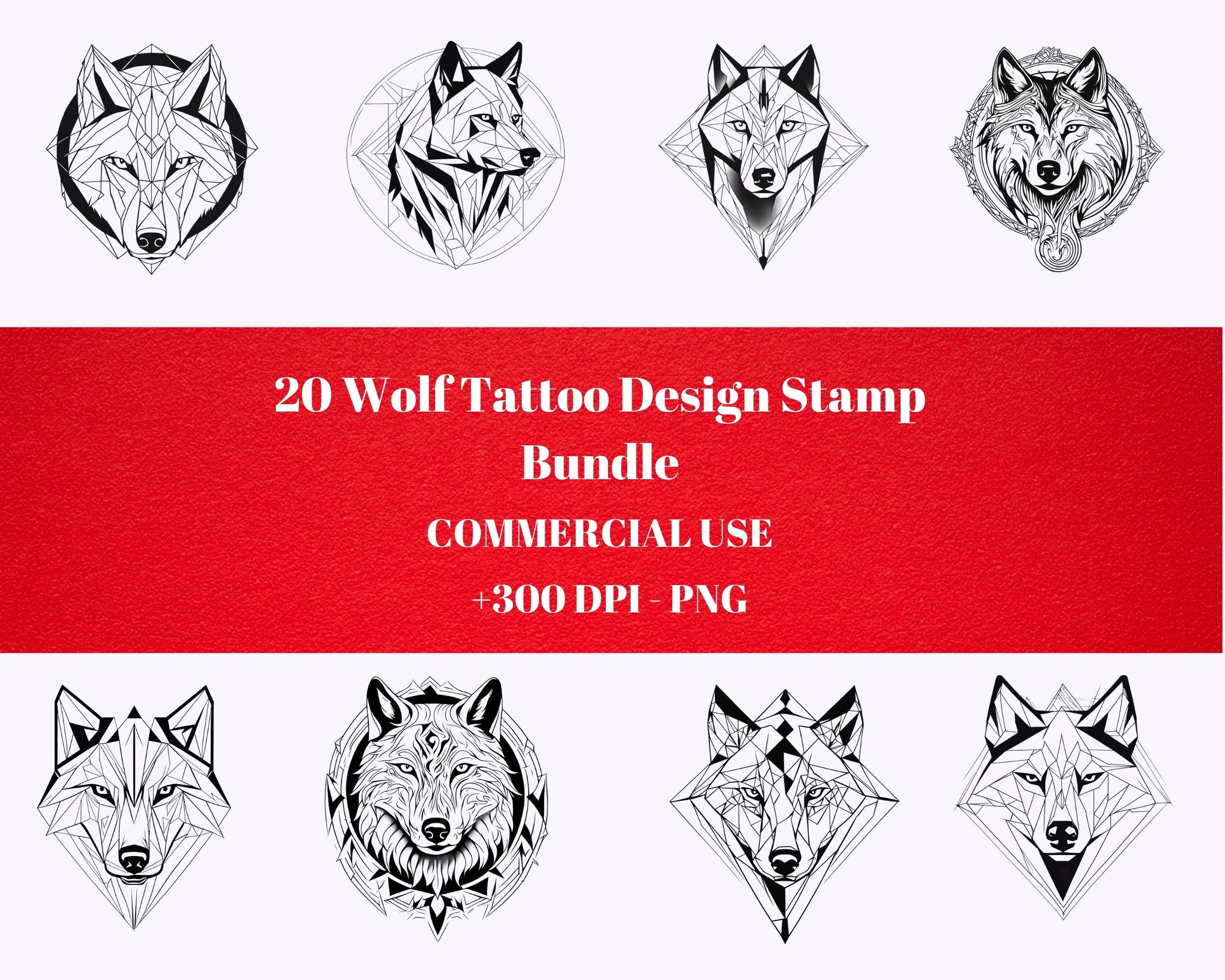 Wolf Tattoo Stamps, Lion Tattoo Design, 20 Designs, Custom Tattoo ...