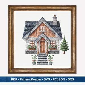 House Cross Stitch Pattern, Village Embroidery Stitch Pattern, House ...