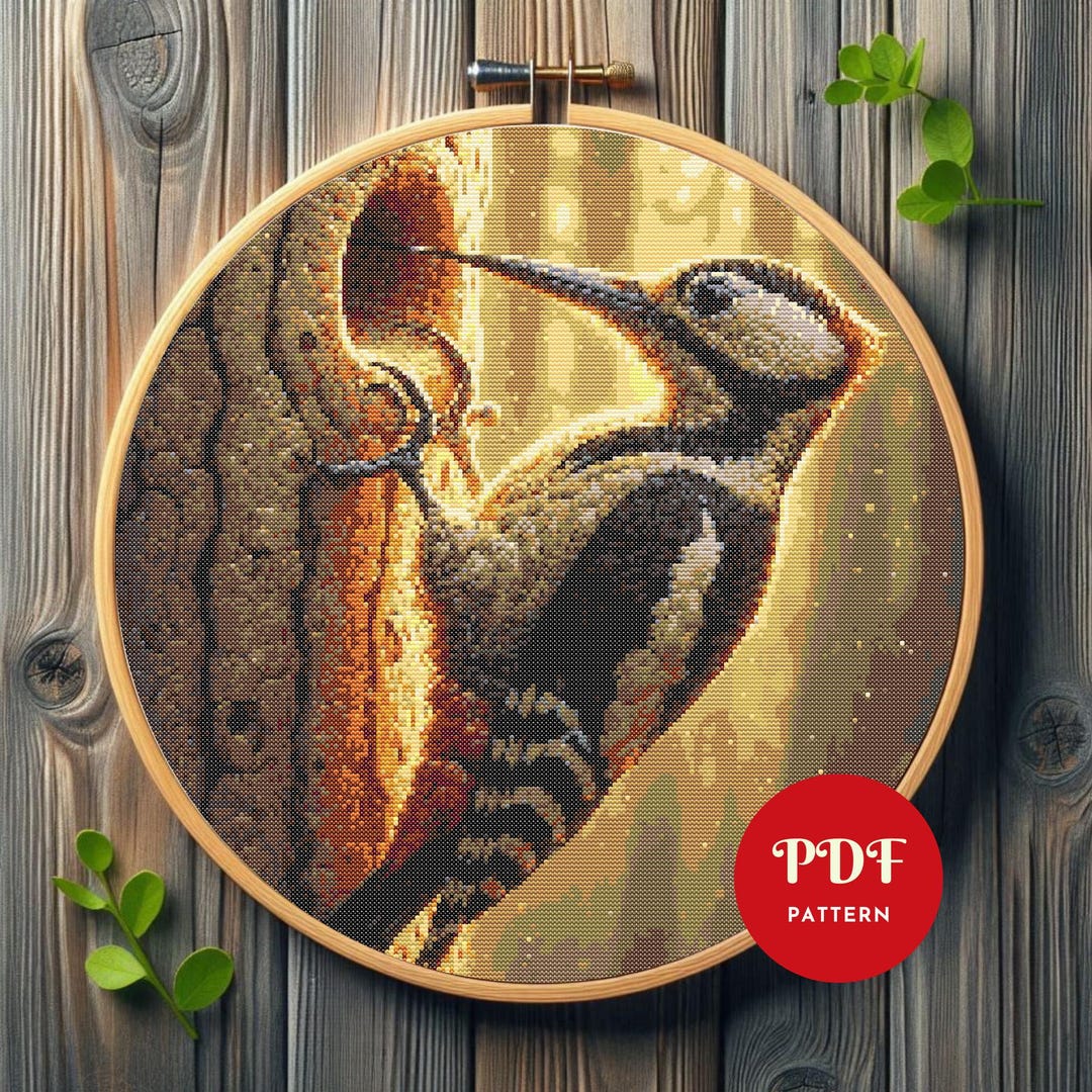 Woodpeckercross Stitch Pattern PDF, Wild Bird Design (pattern Keeper ...