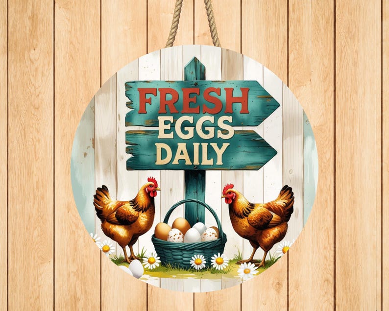Chicken Sign PNG, Rustic Farmhouse Kitchen Door Hanger, Fresh Eggs ...
