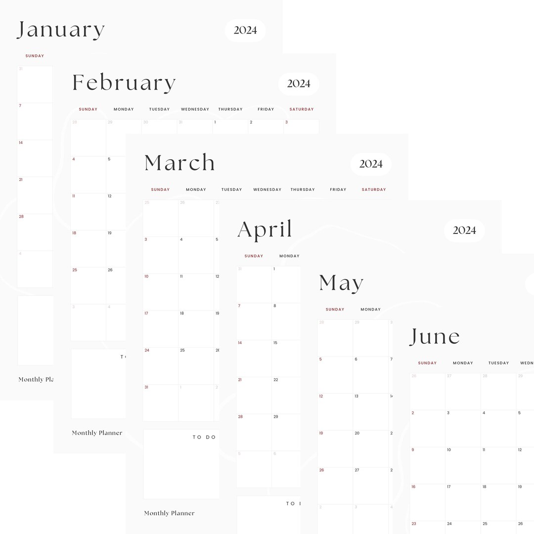 Gray and White Minimalist Clean Year 2024 Printable Planner A4 PDF File ...